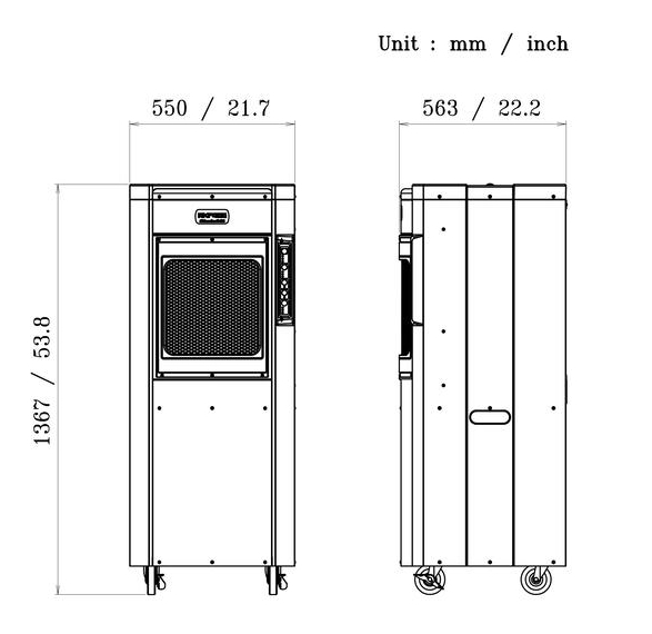 Dimensions | RKF406α-E / RKF506α-A | Evaporative air cooler | Cooler ...